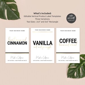 Vertical Product Labels Template, 2x3 3x5 Wax Melts Packaging Design ...