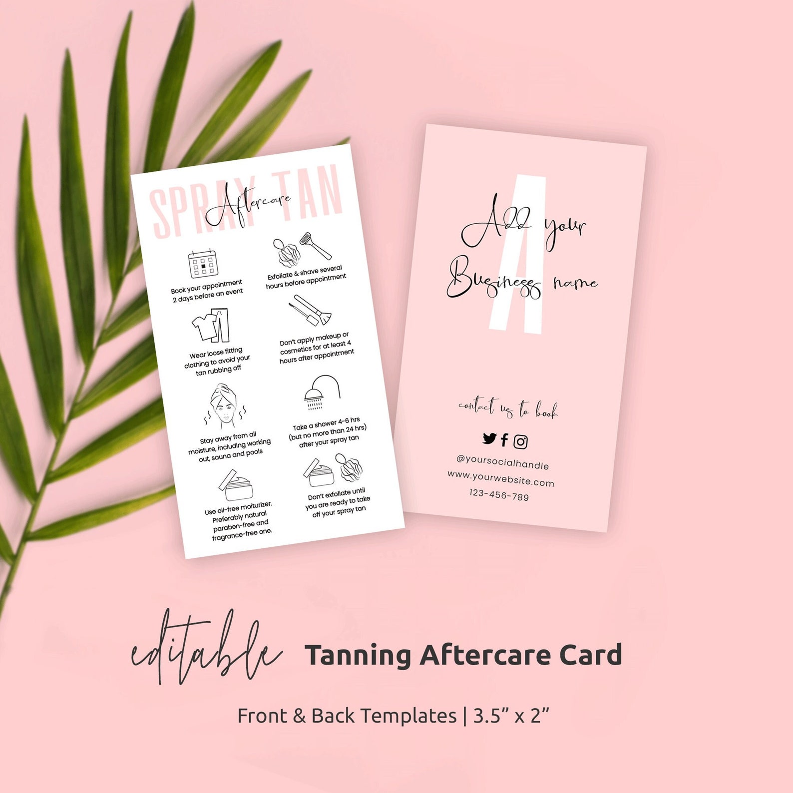 Spray Tan After Care Template, DIY Tanning Care Card, Editable Gradual ...