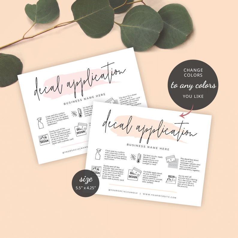 Decal Application Guide Template Editable Vinyl Stickers Care | Etsy