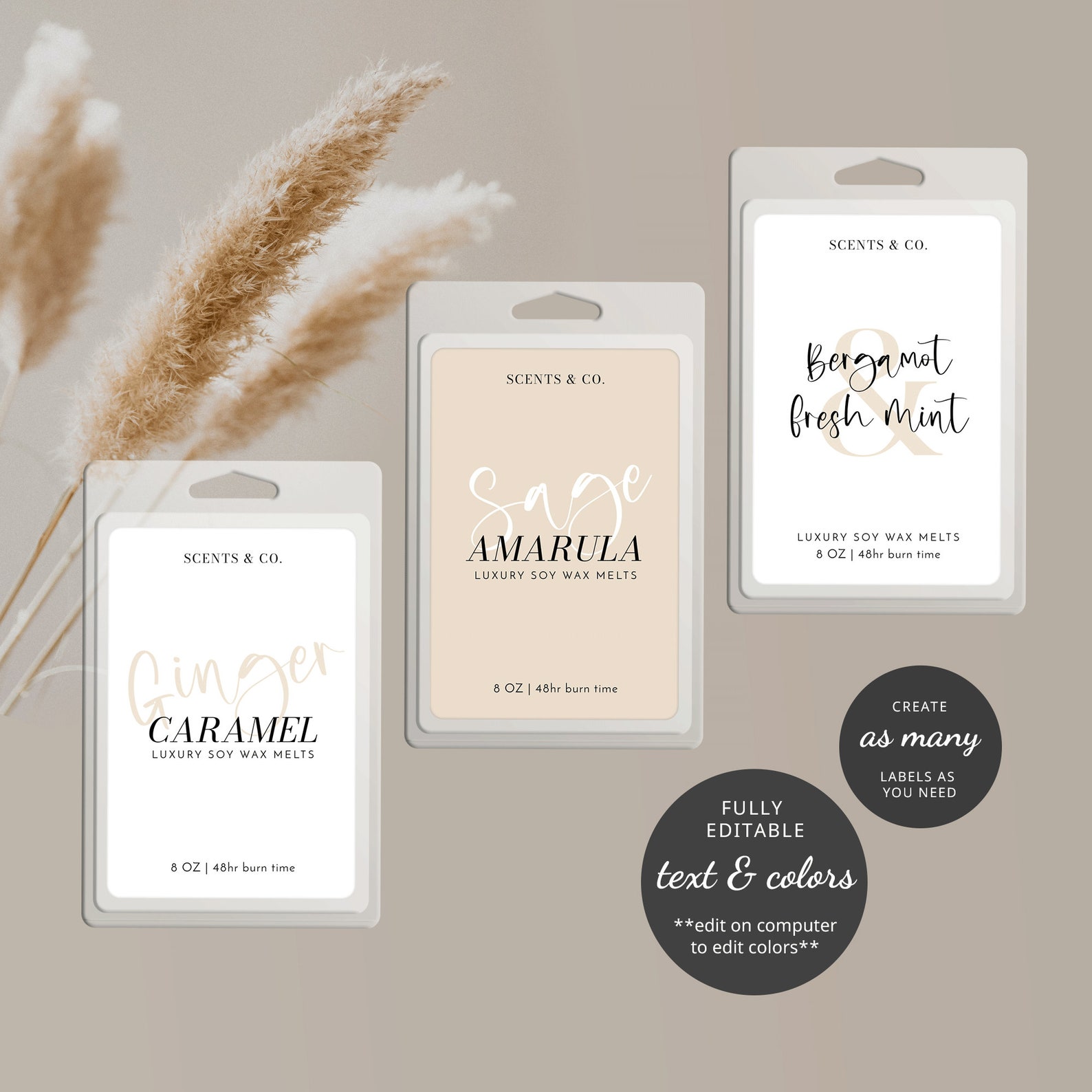 Minimal Clamshell Label Template 2x3 5x3 Wax - Etsy