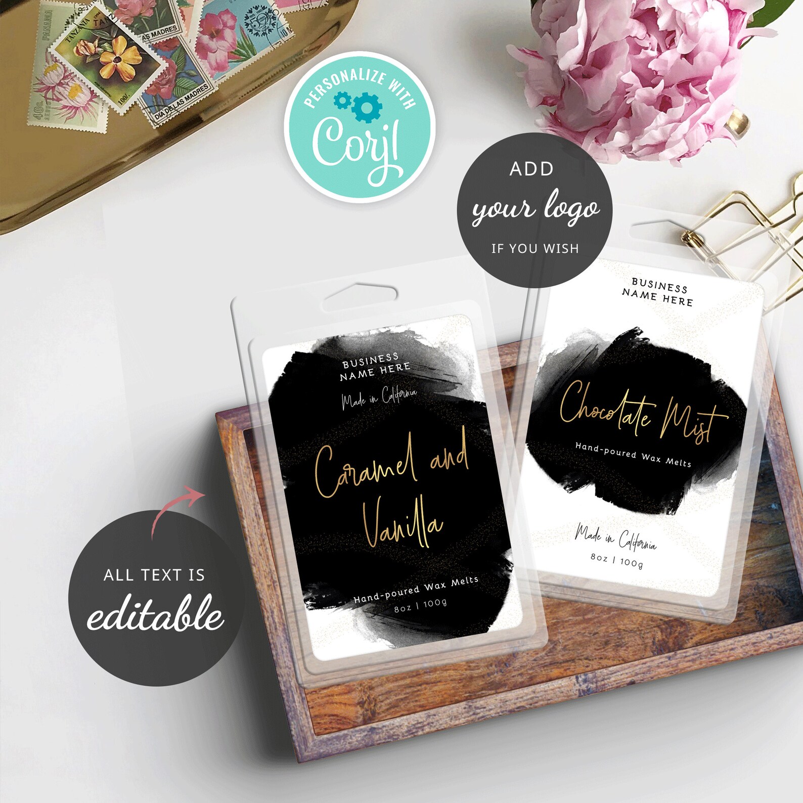 Editable Label Template Wax Melts Label Design 2x3 | Etsy