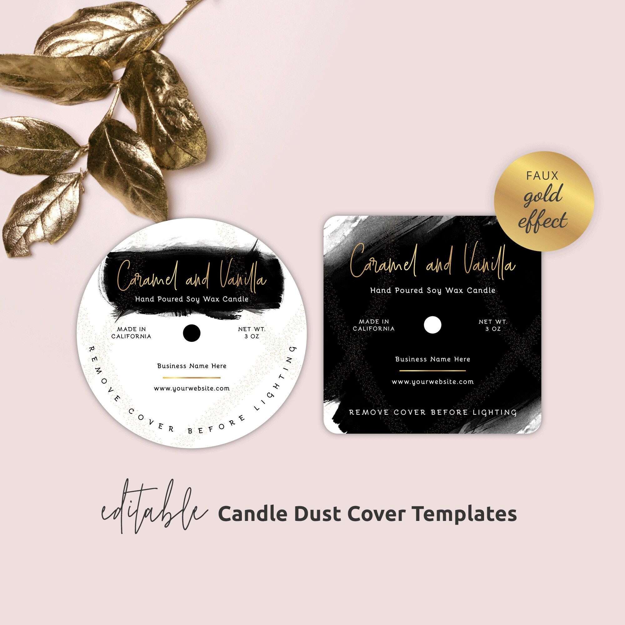 Candle Dust Cover Template Editable Candle Dust Lids | Etsy