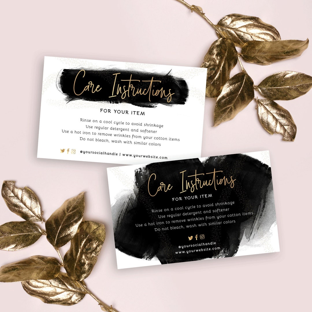 DIY Care Card Template, Editable Care Instructions Card Design ...