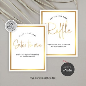 DIY Raffle Sign Template, Gold Effect Enter to Win Poster 8"x10 ...
