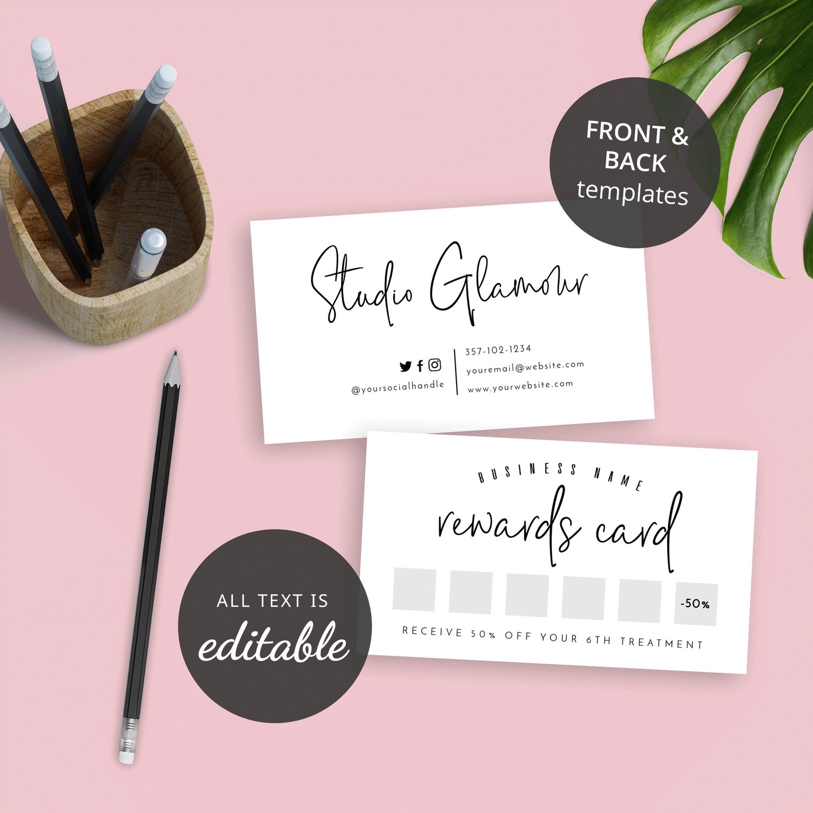 Printable Loyalty Card Design Minimalist Rewards Card | Etsy