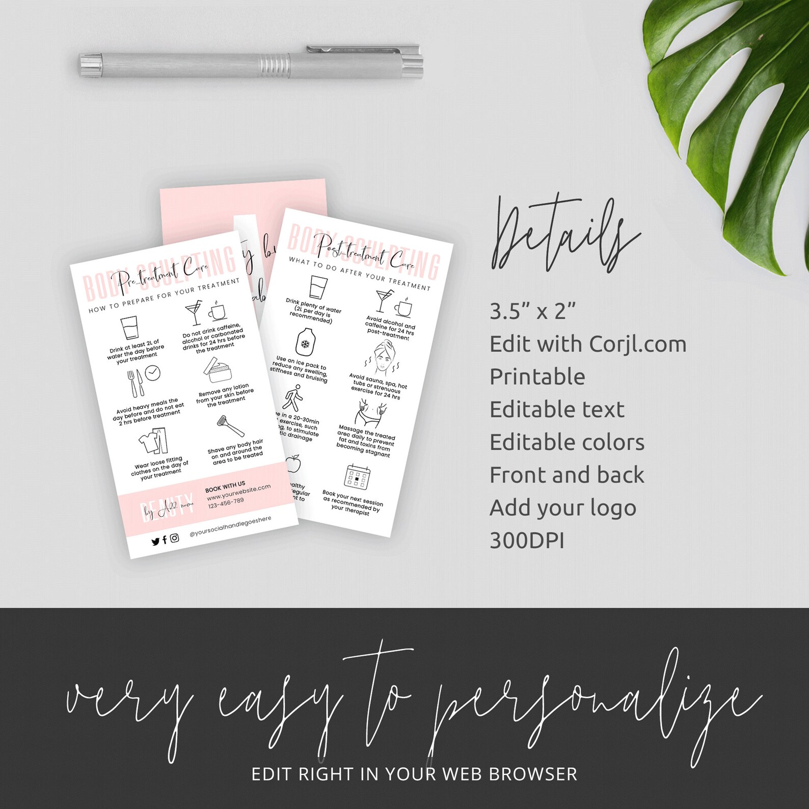 Body Sculpting Pre and Post Care Template, Editable Body Contouring ...