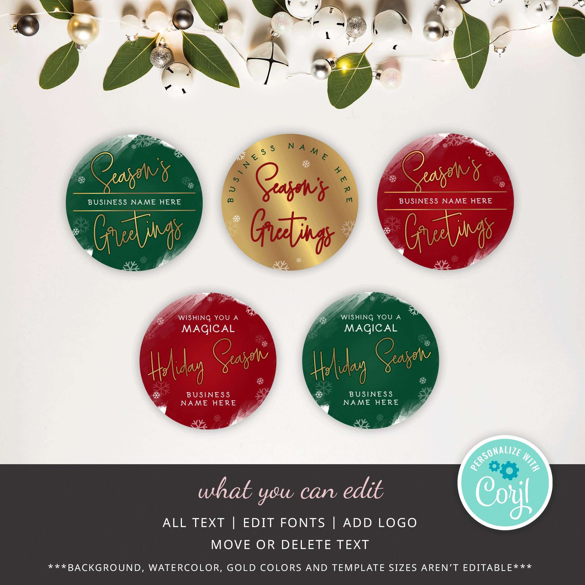 Season's Greetings Label Template Christmas Thank You for | Etsy