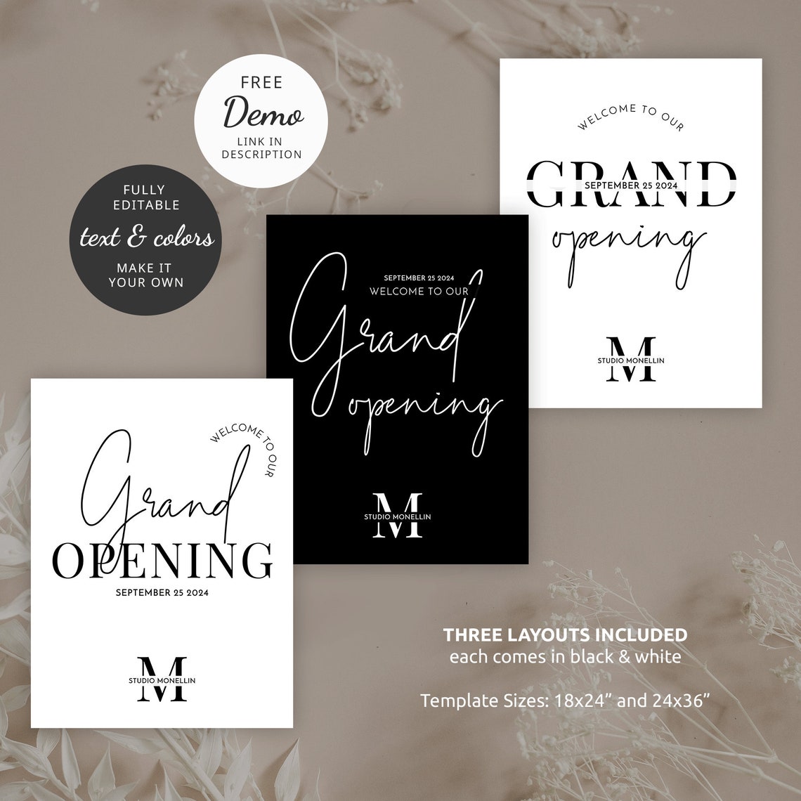 Grand Opening Welcome Sign Template, Minimalist Business Launch Signage ...