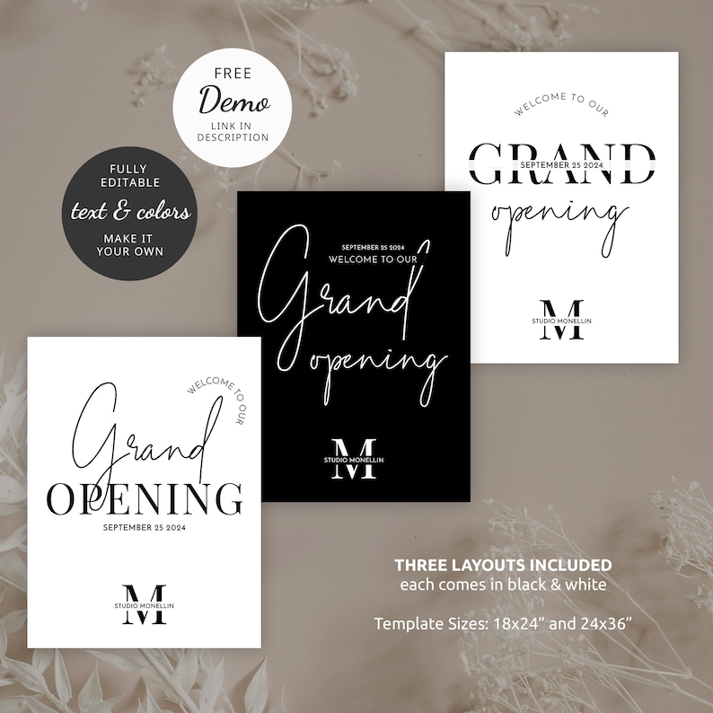 Grand Opening Welcome Sign Template, Minimalist Business Launch Signage ...