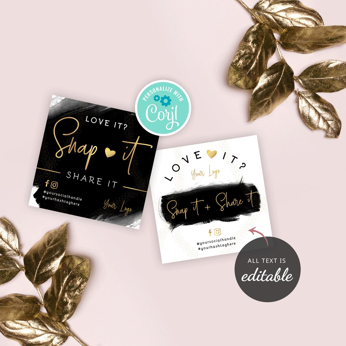 Editable Snap and Share Cards, Printable Share on Social Media Stickers ...