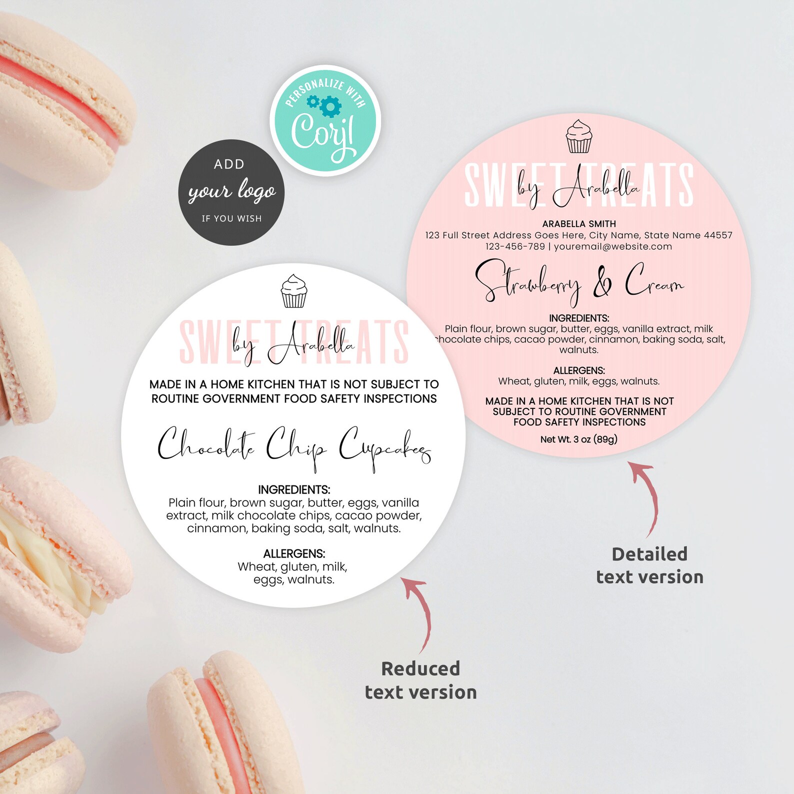 Food License Label Template Feminine Pink Cottage Law Labels - Etsy