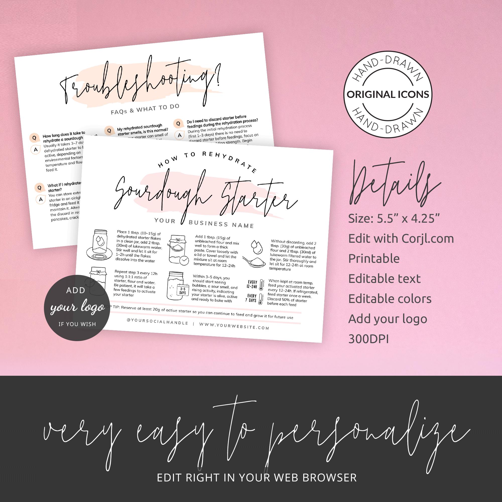 Rehydrating Sourdough Starter Guide Template, Dehydrated Bread Levain ...