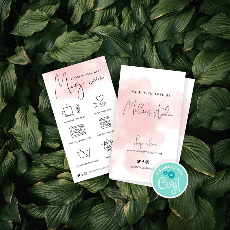 Feminine Mug Care Card Template Editable Tea Mug Care Guide - Etsy