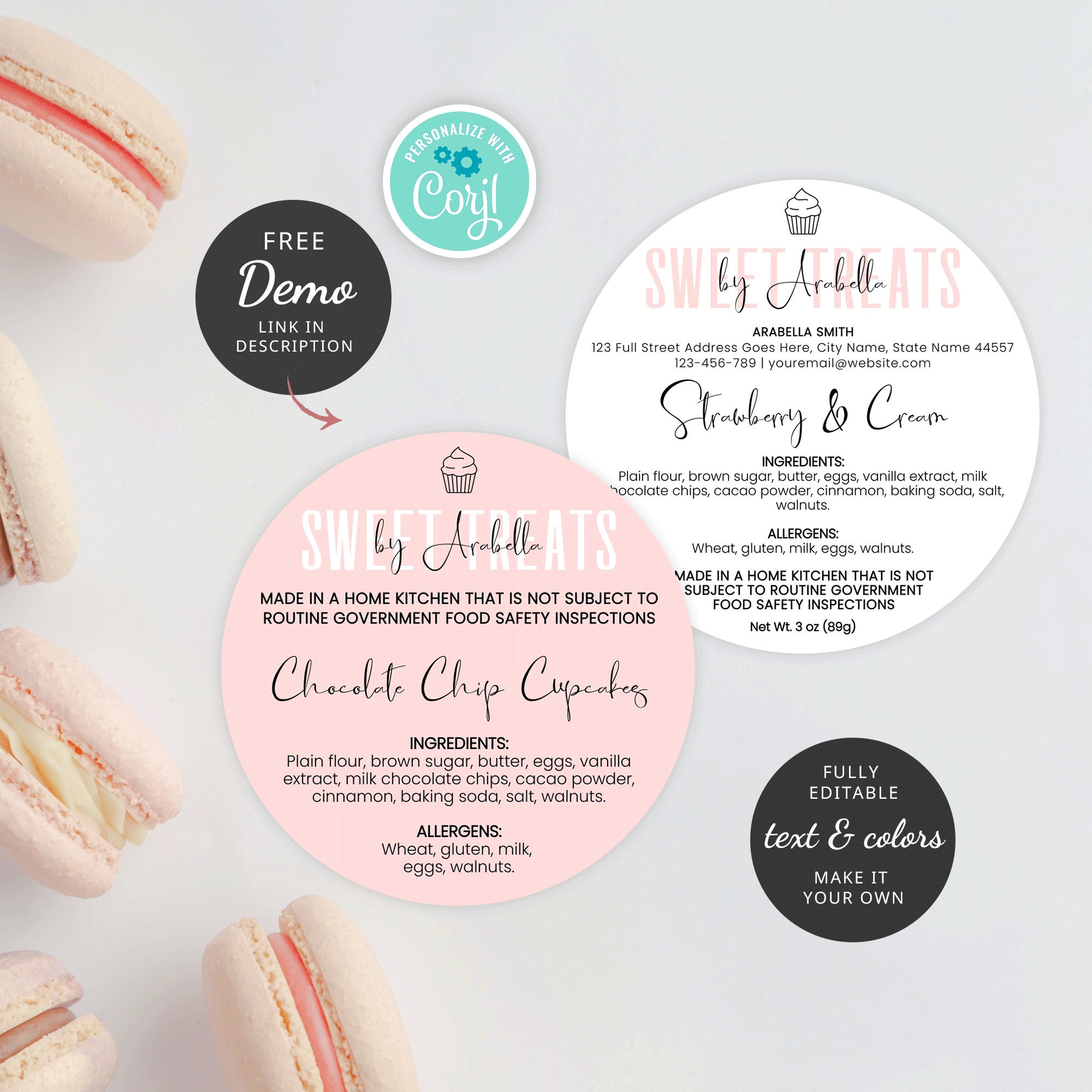 Food License Label Template, Feminine Pink Cottage Law Labels ...