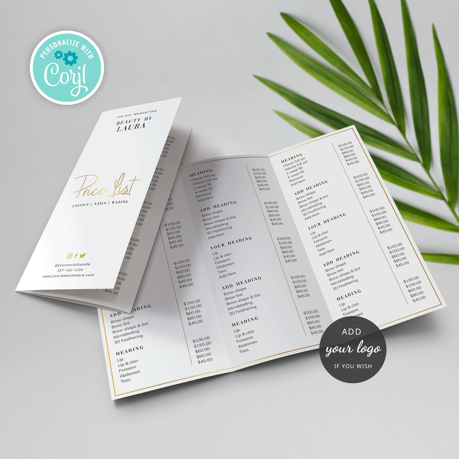 Editable DL Price List Template, Tri-fold Price Sheet Design, Printable ...