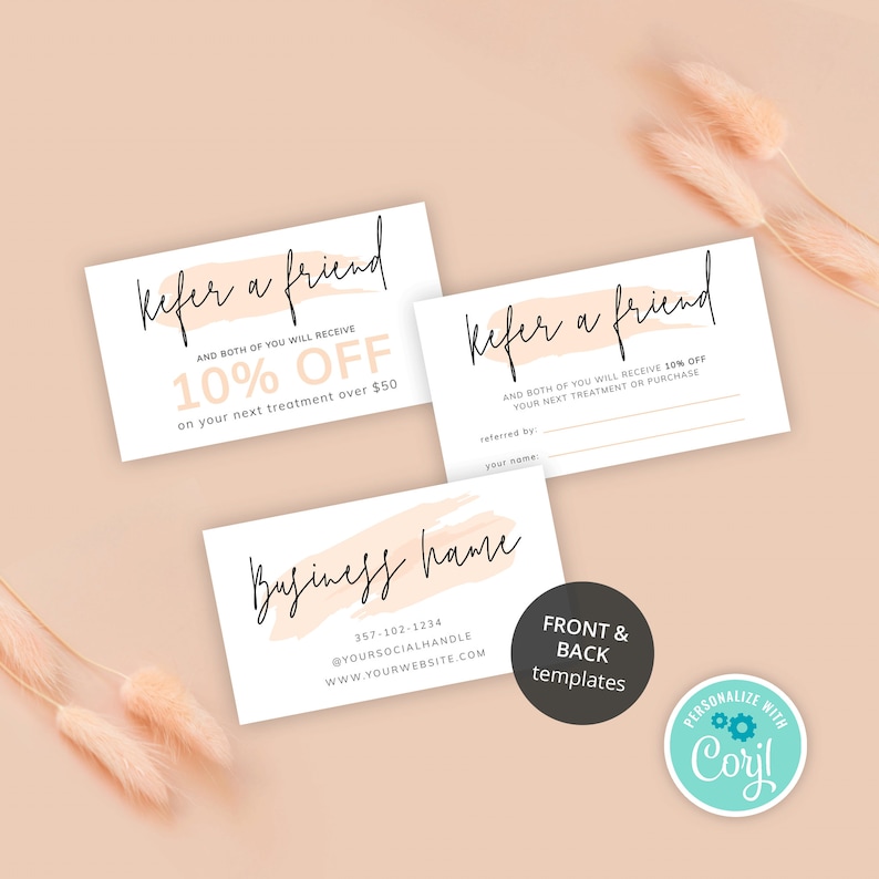 Editable Client Referral Cards Feminine Refer a Friend - Etsy UK