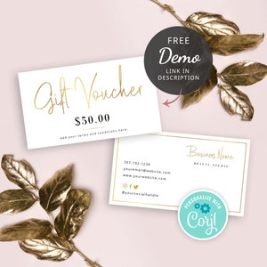 Faux Gold Gift Voucher Template, Christmas Gift Card Template, Custom ...
