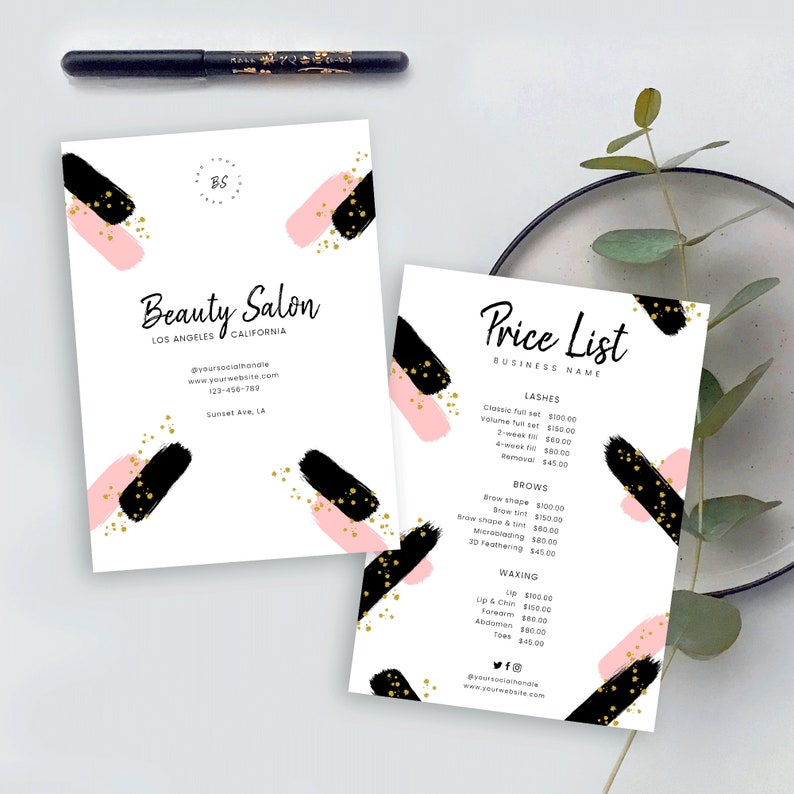 Editable Price List Business Pricelist Template Makeup - Etsy