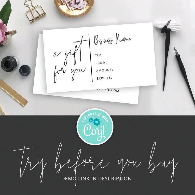 MINI Gift Certificate Template Editable Gift Card Template - Etsy