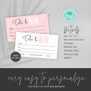 Feminine Enter to Win Template, Editable Raffle Ticket Blush Pink ...