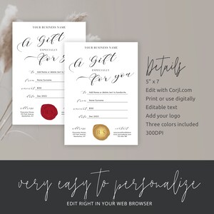 Elegant A Gift for You Template, Custom Luxury Gift Certificate With ...