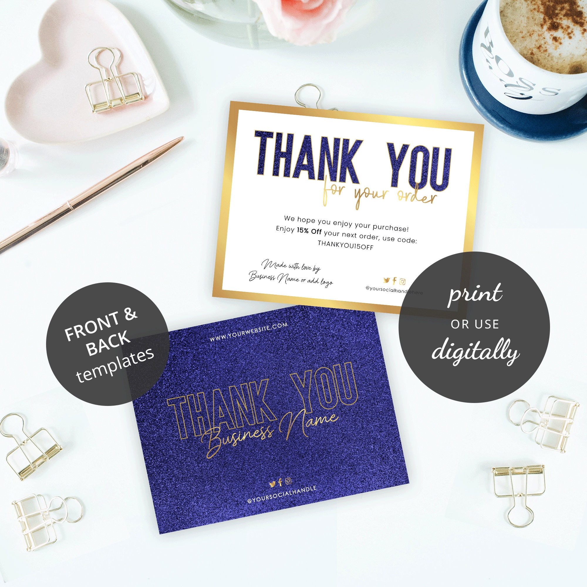 Editable Business Thank You Card, Custom Thank You for Order Cards ...