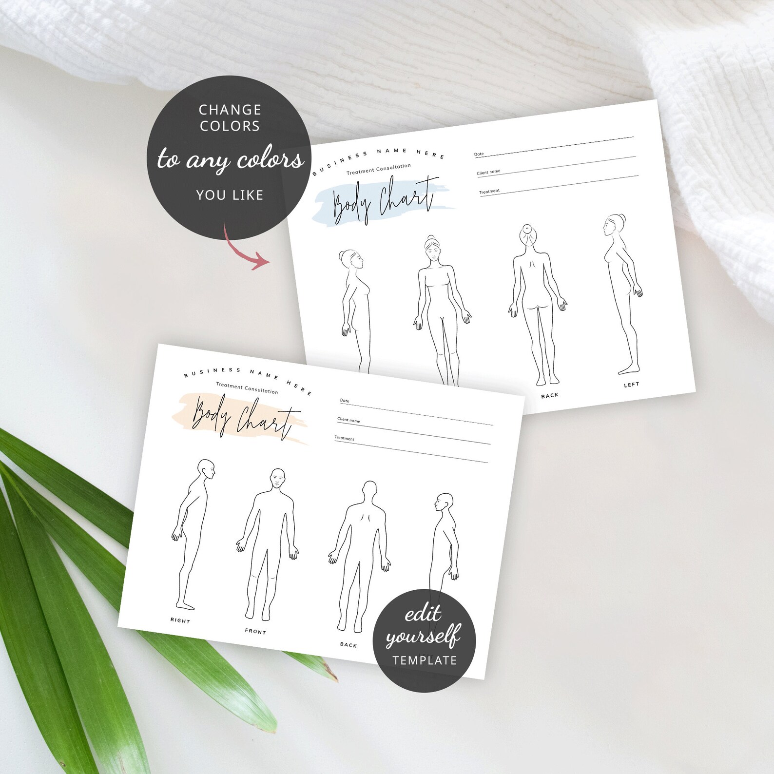 Body Chart Template Editable Beauty Salon Consultation | Etsy