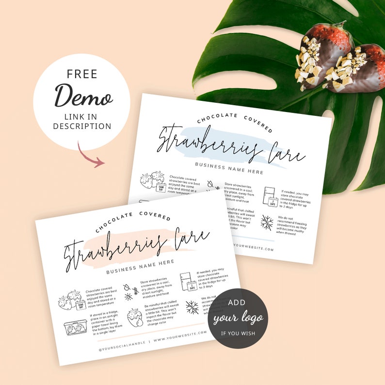 Chocolate Strawberries Care Card Editable Choc Covered - Etsy