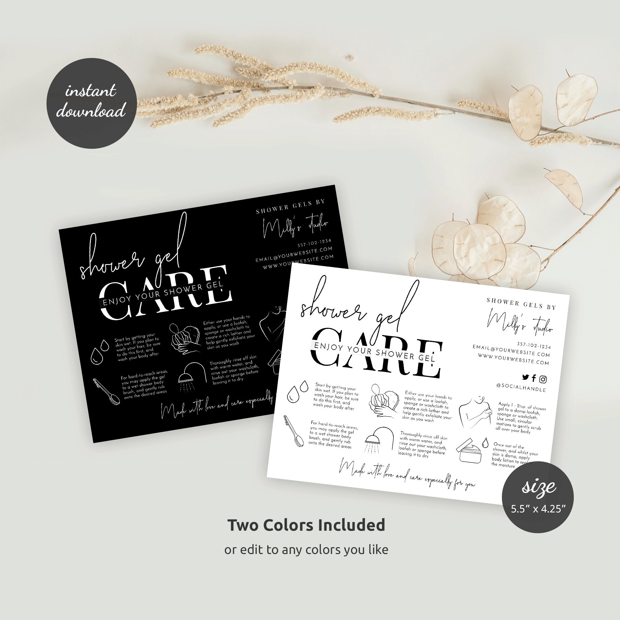 Shower Gel Application Guide Template Editable Body Wash Care - Etsy