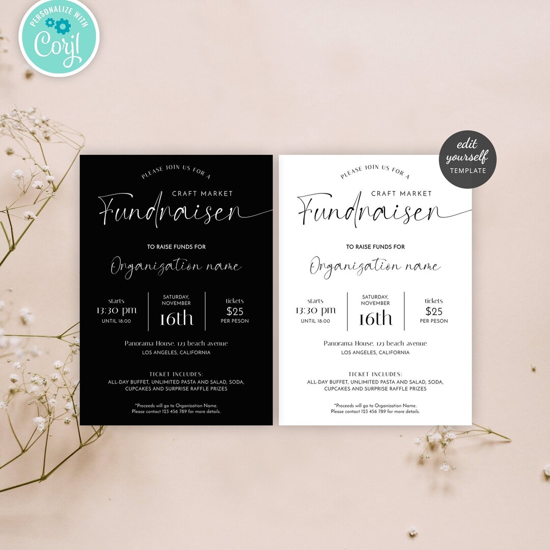 Charity Fundraiser Template, Editable Business Event Invite Design ...
