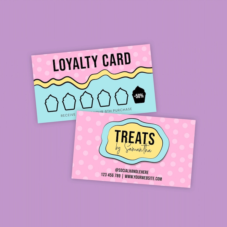 Bakery Loyalty Card Template Cartoon Design Cupcakes Reward - Etsy