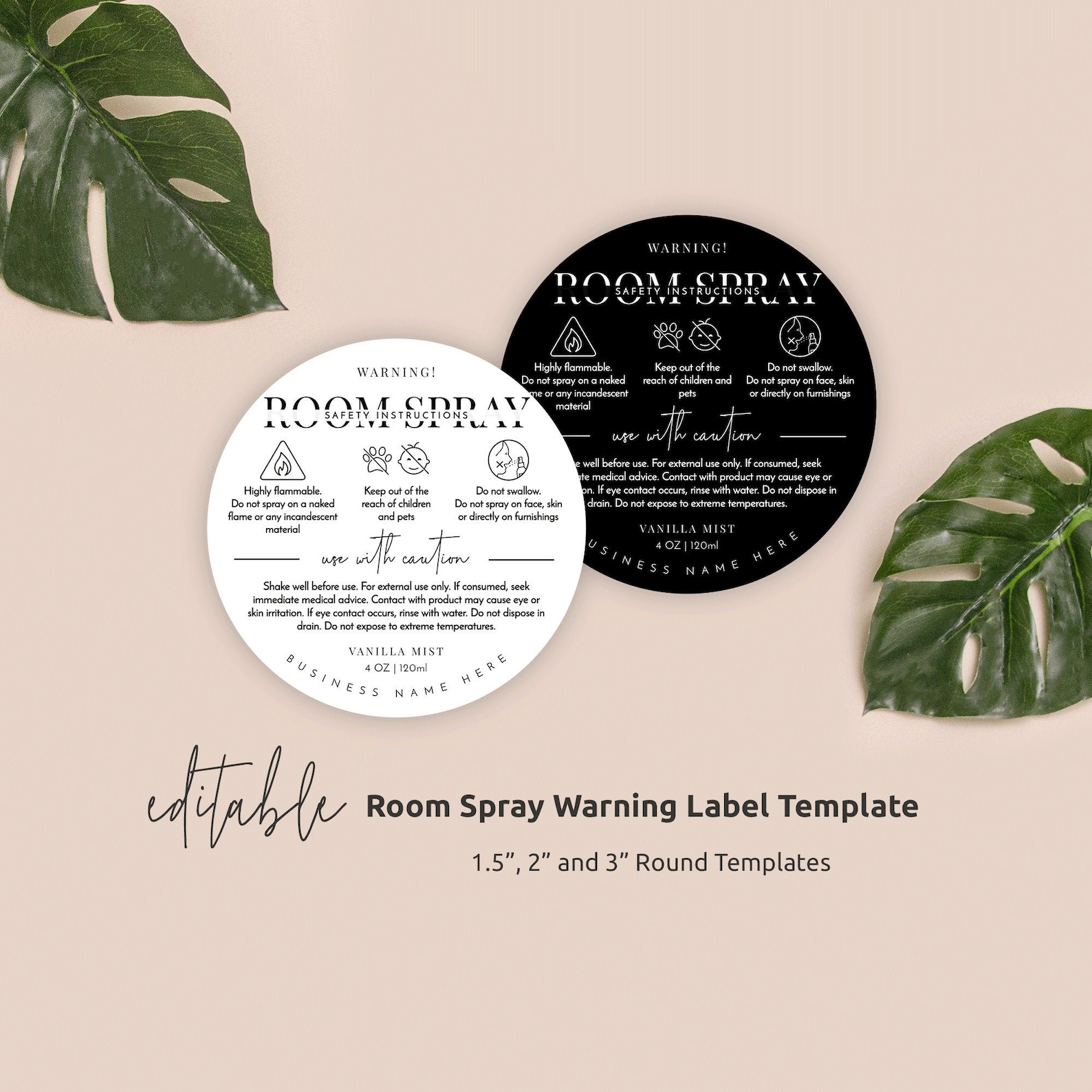 Room Spray Warning Label Template Printable Spray Safety - Etsy