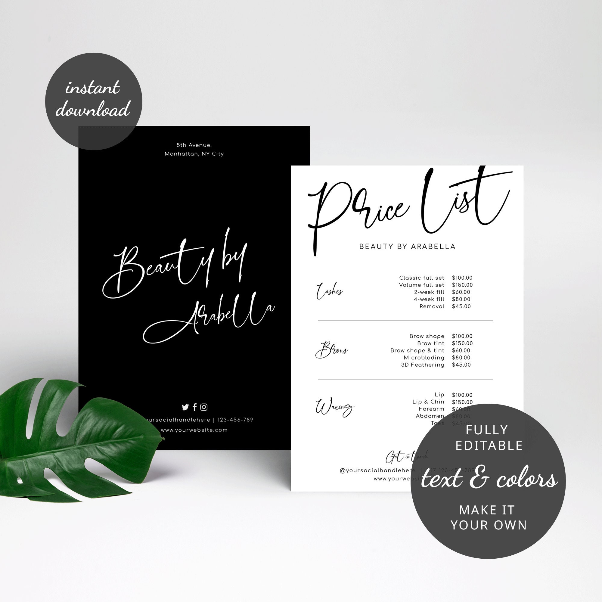 Business Price List Customizable Pricing Guide Printable - Etsy Norway