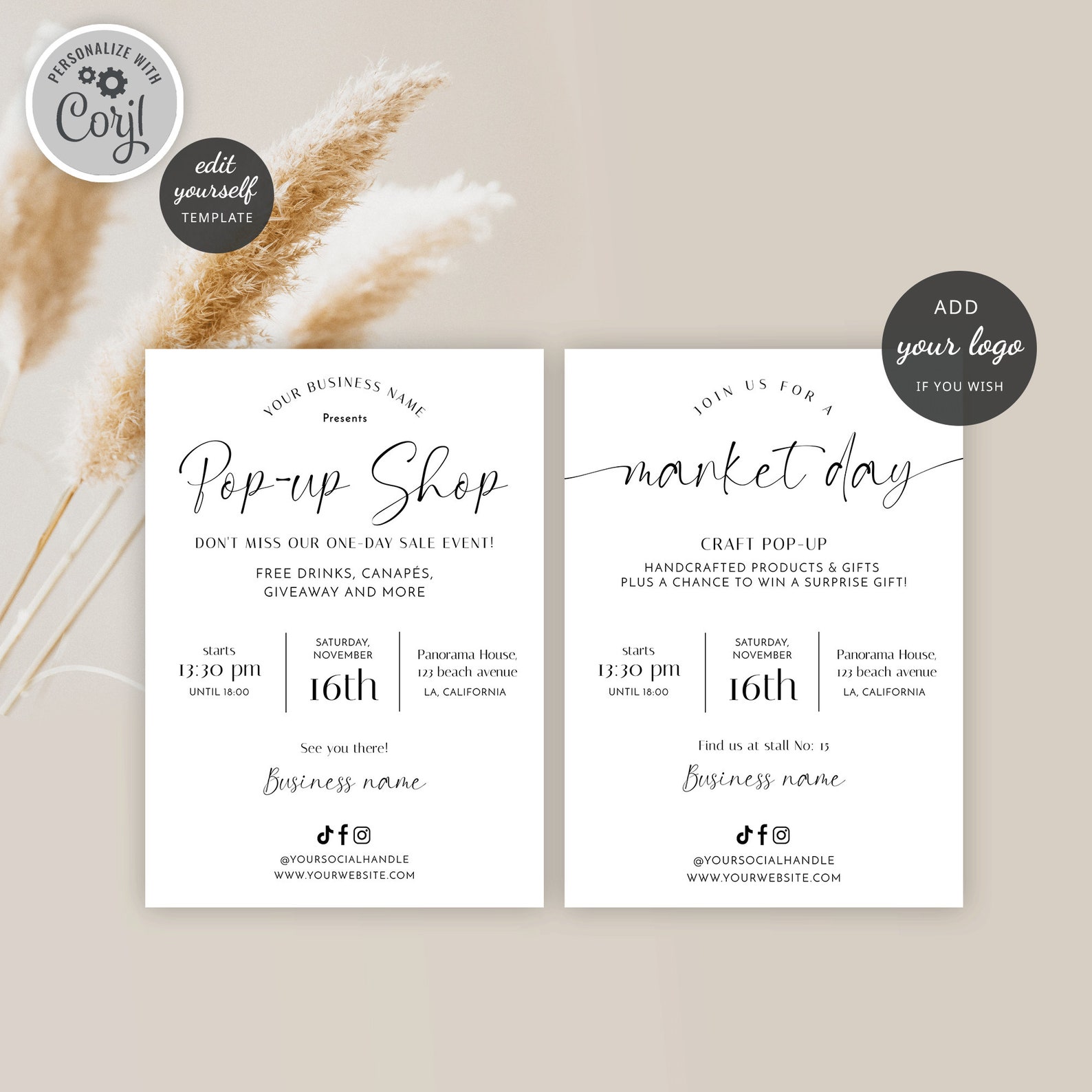 Market Day Flyer Template, Editable Pop up Shop Leaflet, Business Event ...
