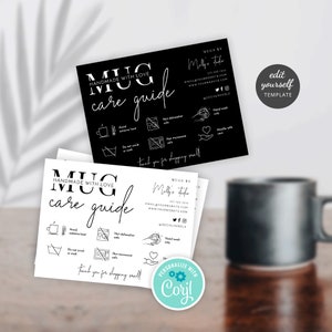 Mug Care Instructions Template, Editable Hot Cup Care Cards ...