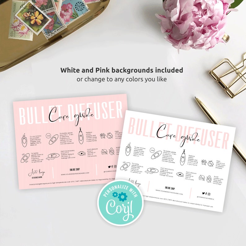 Bullet Diffuser Care Card Template, Editable Hanging Diffuser Care ...