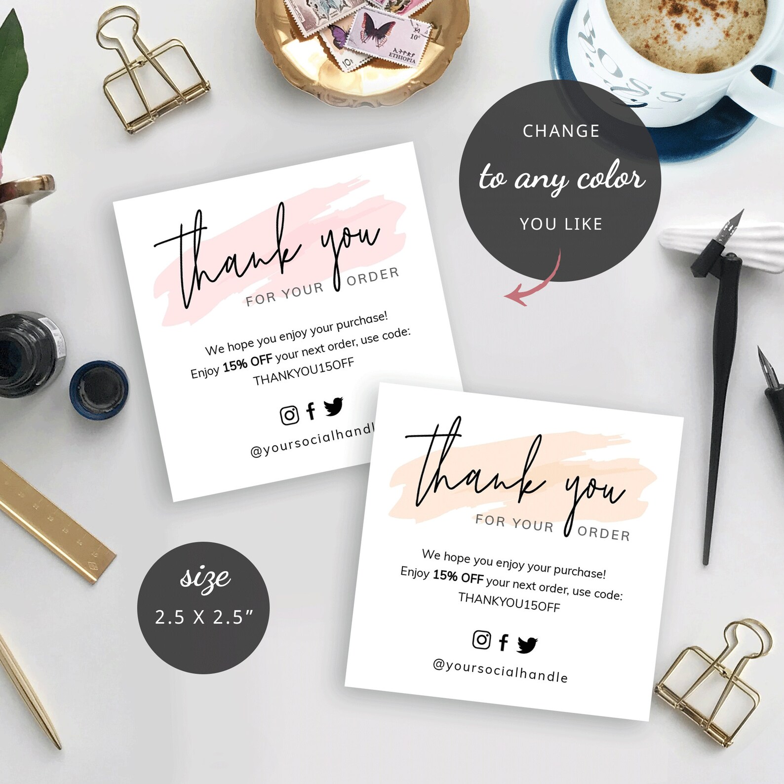 MINI Thank You Card Template, Customizable Business Thank You Card ...