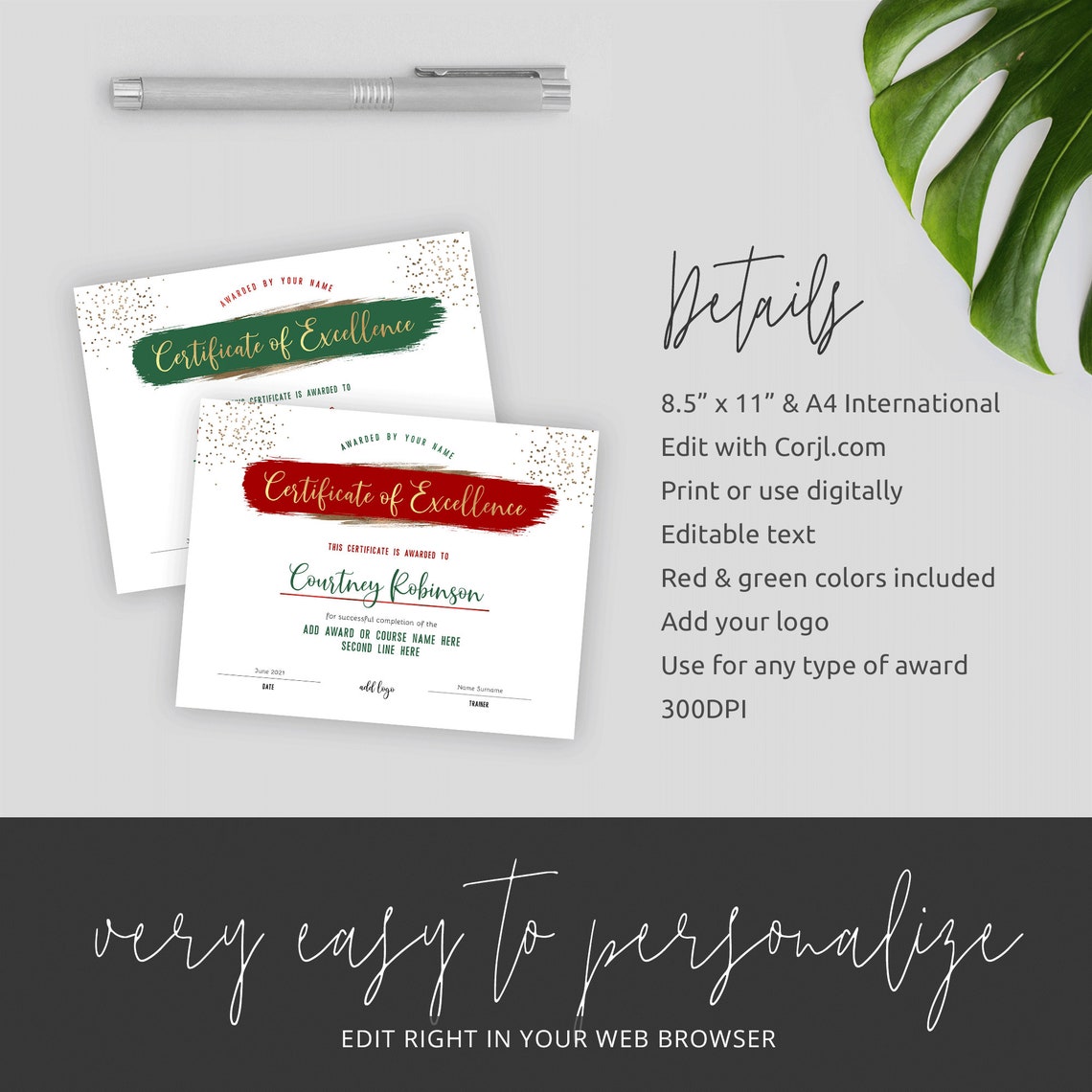 Christmas Certificate of Completion Template Festive Award - Etsy