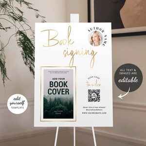 Book Signing Sign Template, Faux Gold Book Promotion Foam Board Design ...