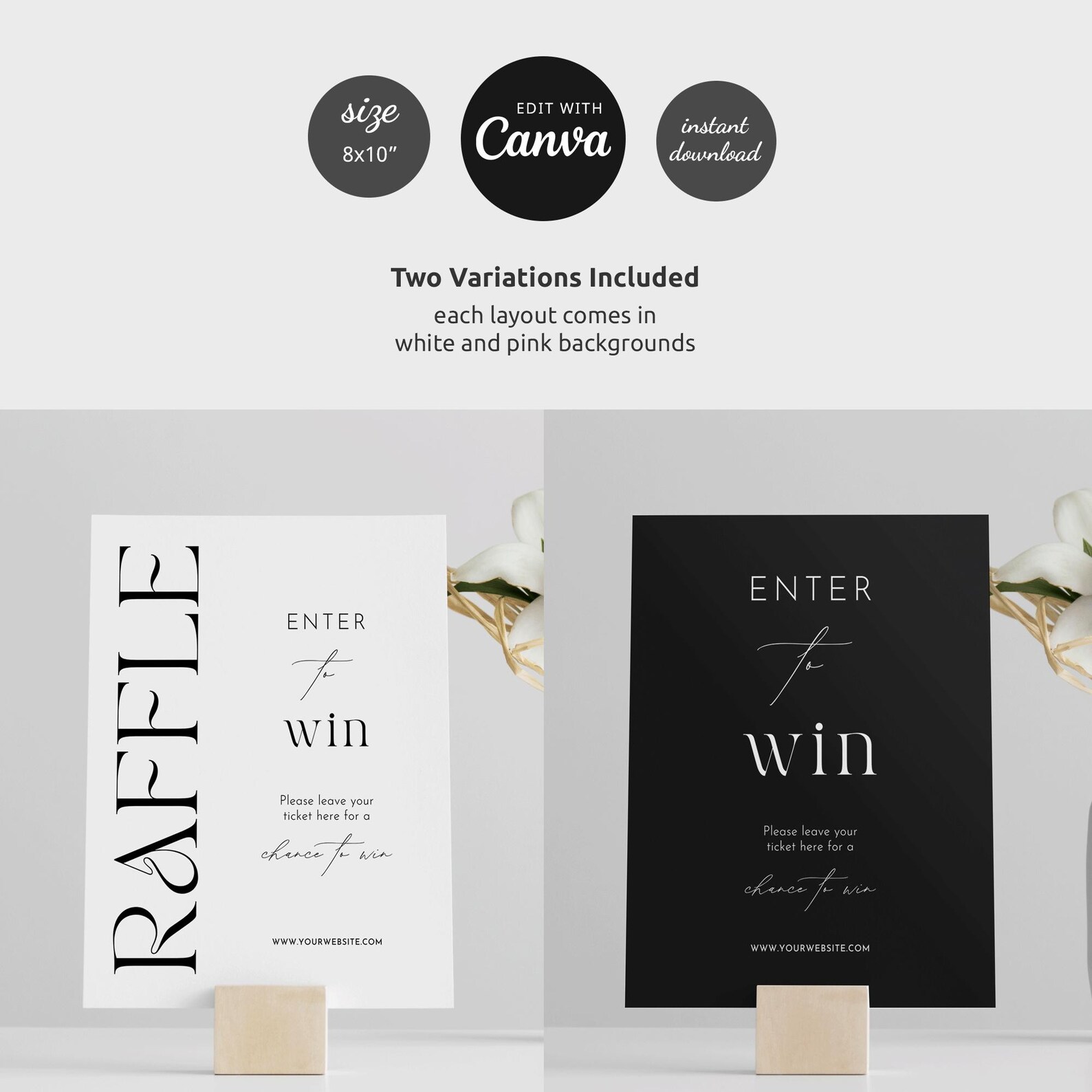 Elegant Raffle Sign Canva Template, Minimalist Enter to Win Poster 8" X ...