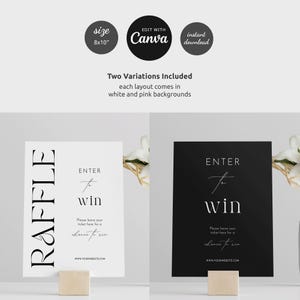Elegant Raffle Sign Canva Template, Minimalist Enter to Win Poster 8" X ...