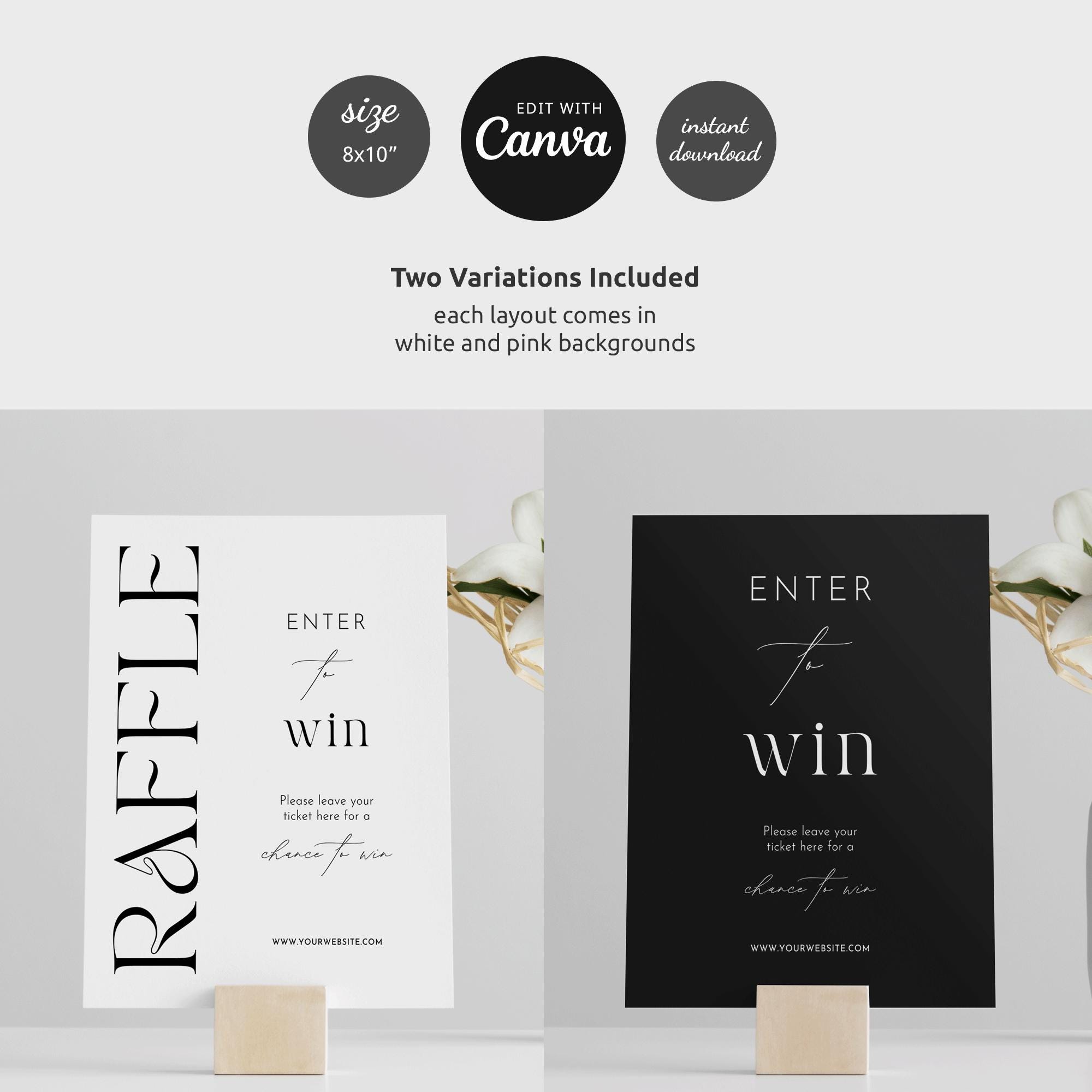 Elegant Raffle Sign Canva Template, Minimalist Enter to Win Poster 8" X ...