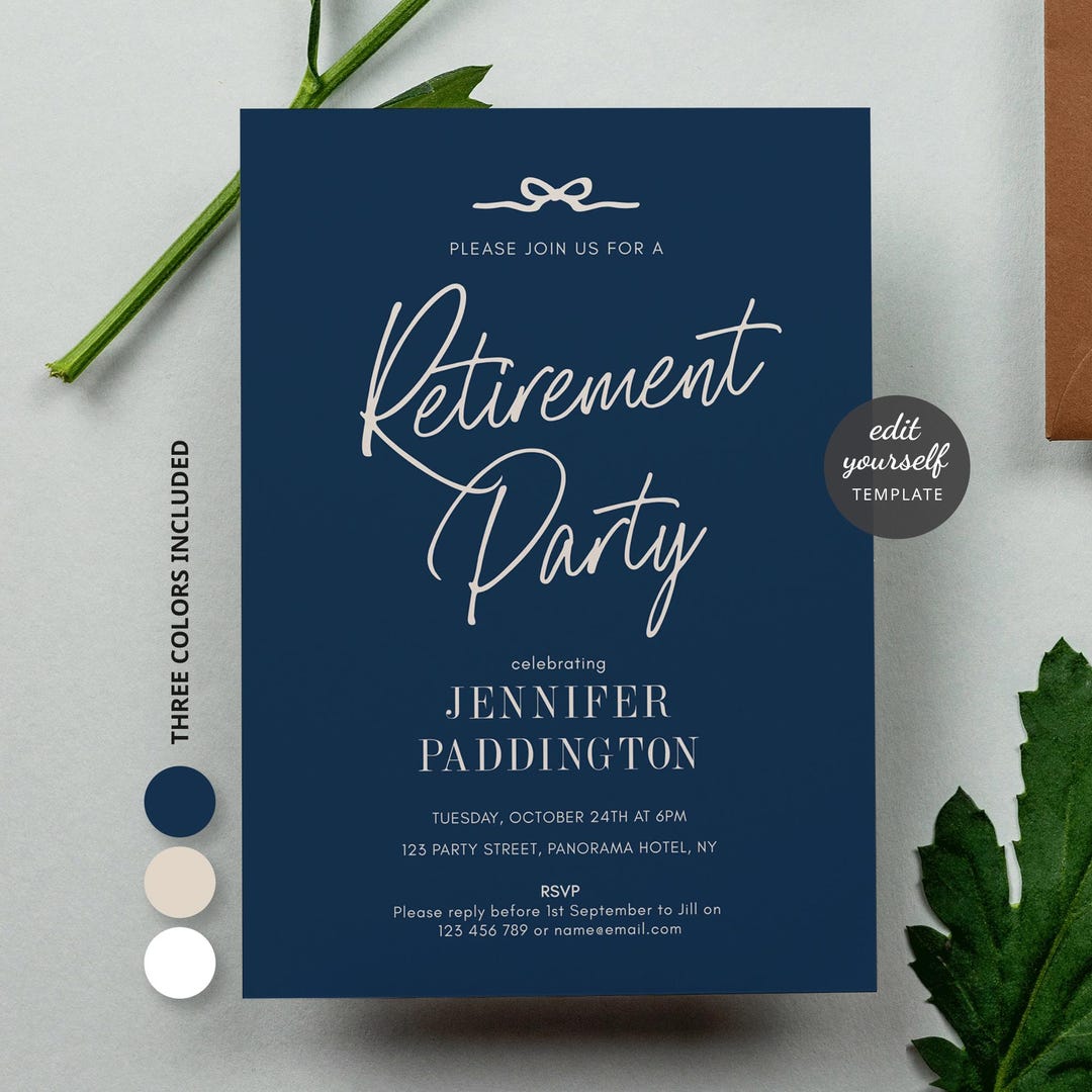 Retirement Party Invitation Template, Minimalist Farewell Dinner Invite ...