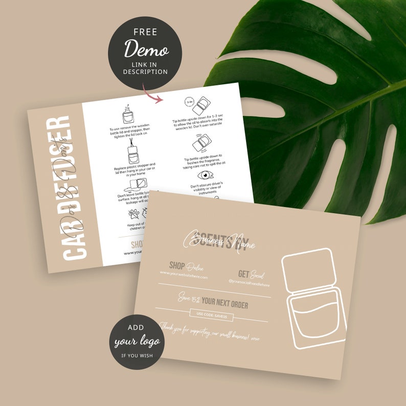 Car Diffuser Care Card Template Customizable Oil Diffuser | Etsy
