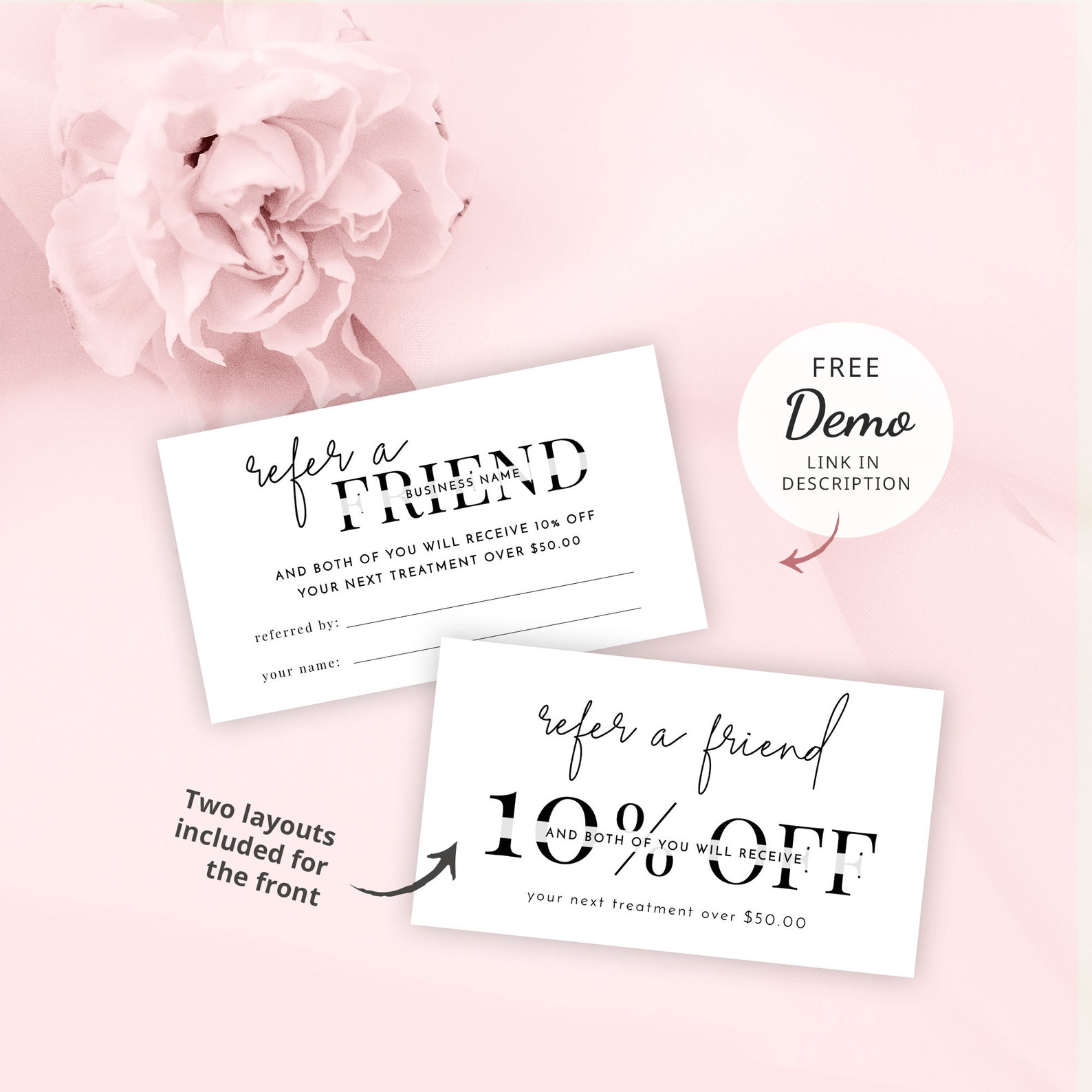 Refer a Friend Template Editable Client Referral Card - Etsy