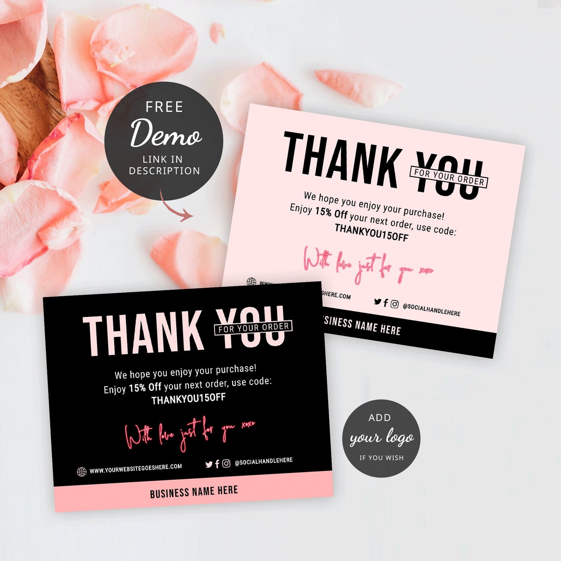 Neon Pink Thank You Card Template Editable Thank You for | Etsy