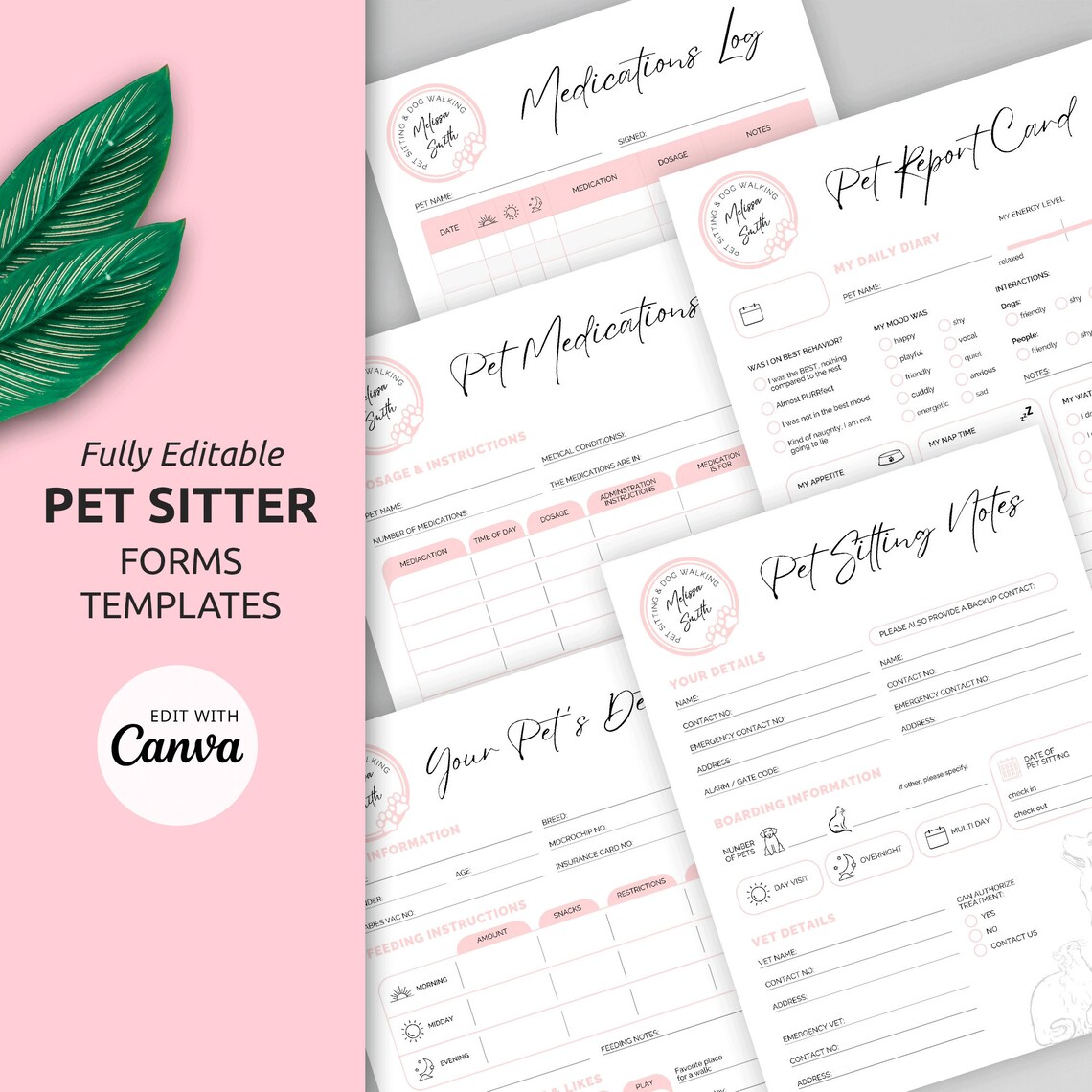 Pet Sitter Templates Canva, Custom Pet Boarding Forms, Printable Dog ...