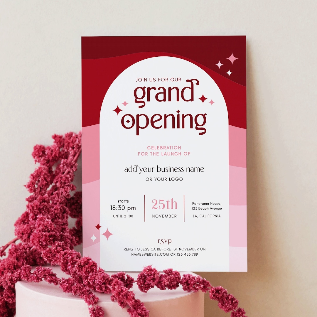 Modern Grand Opening Invite Template, Editable Small Business Launch ...