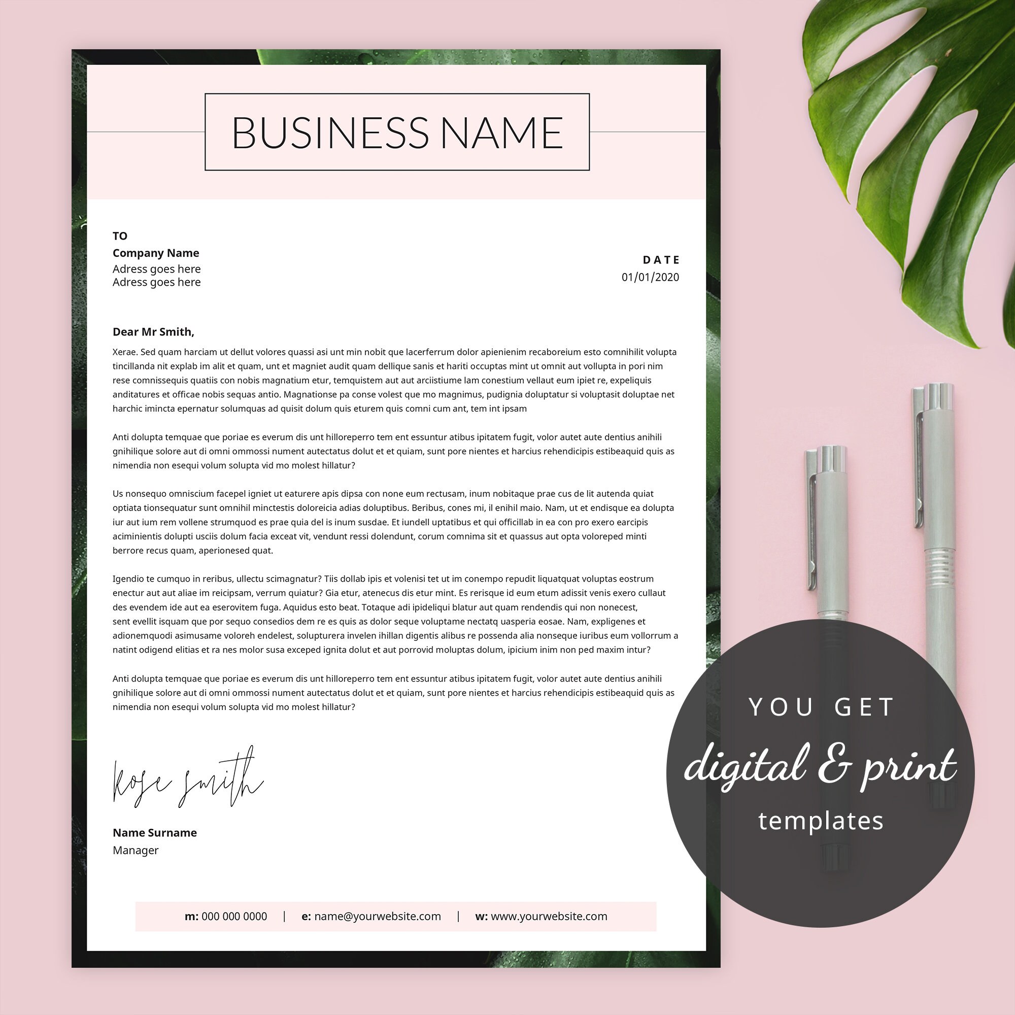 Letterhead Template MS Word US Letter Template Business | Etsy