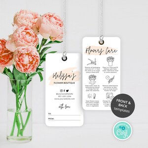 Florist Hang Tag Template, Printable Flowers Care Instructions Tag ...